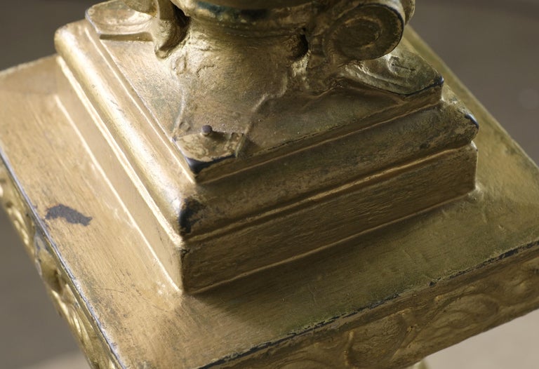 1892 Grand Prospect Hall Cast Iron Ornate Newel Post Swags For Sale at ...