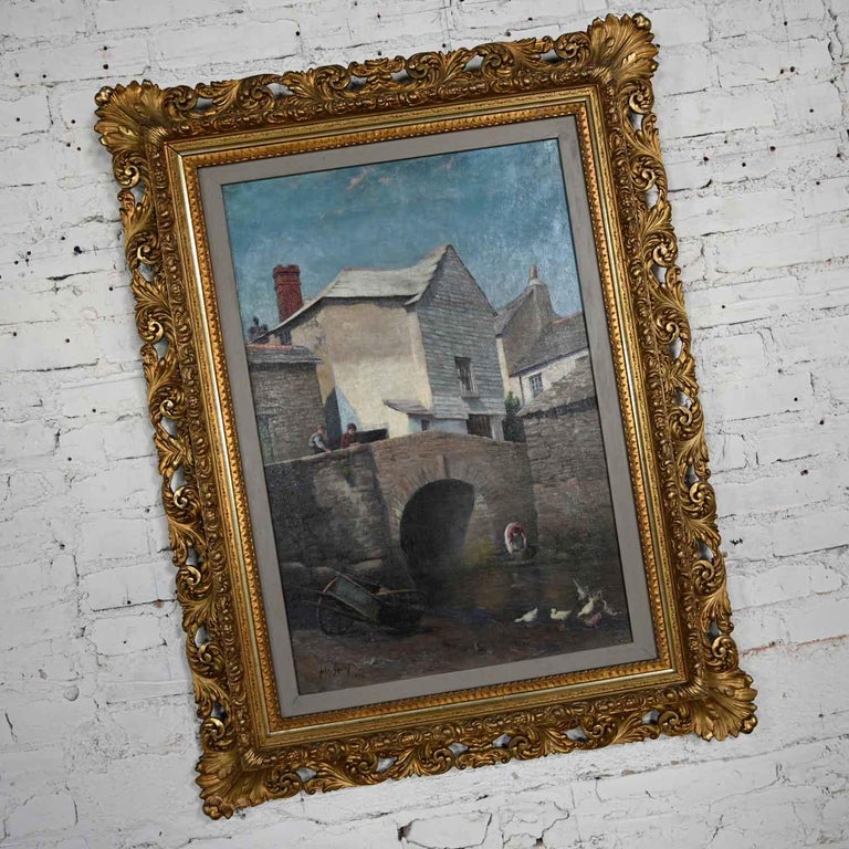 1896 Realism Landscape Oil Painting of Polperro by Hely Smith Orig ...