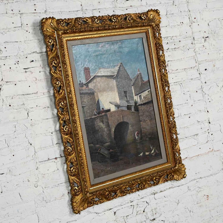 1896 Realism Landscape Oil Painting of Polperro by Hely Smith Orig ...