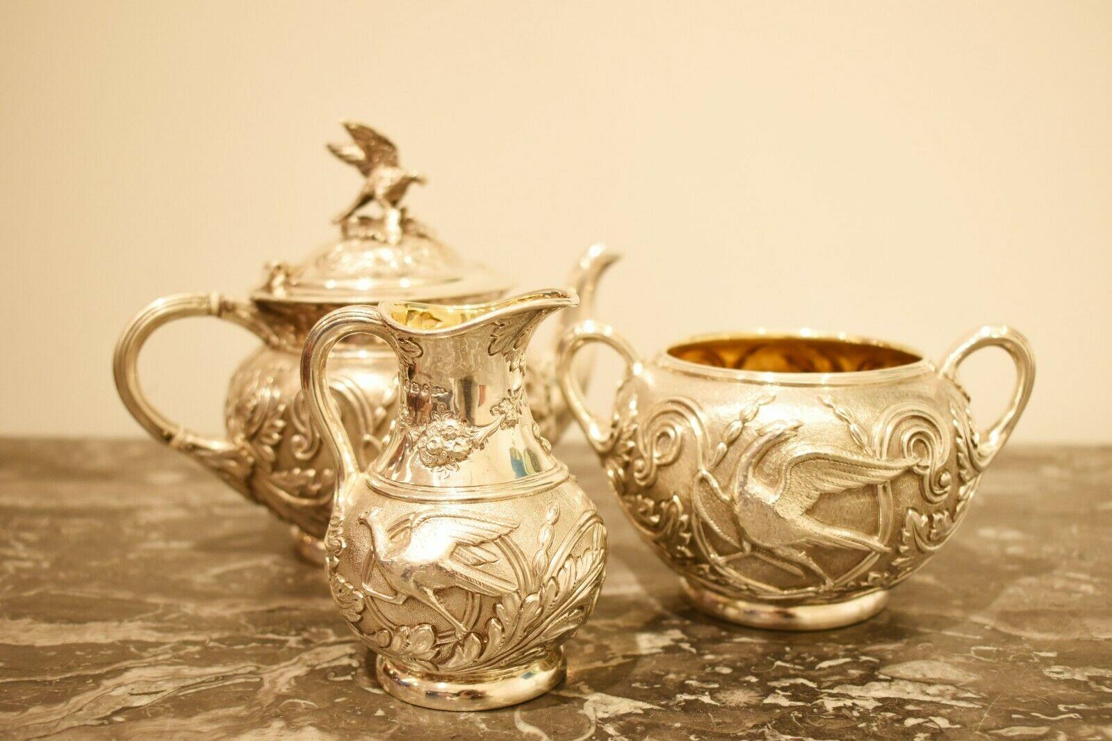Walker and Hall, Antique Victorian Solid Silver 3 Piece Bachelor Tea ...