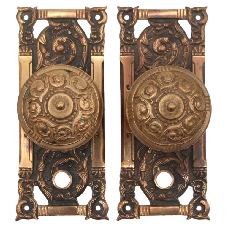 1897 Columbian Entry Bronze Door Knob Set by Reading Hardware Co. For ...