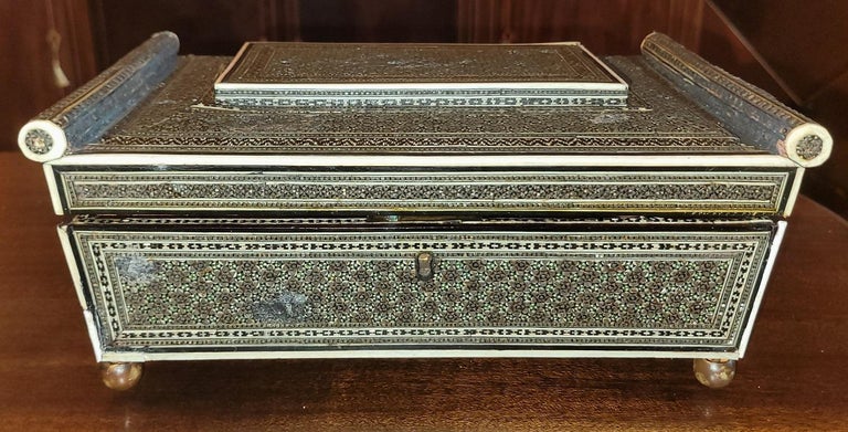 18C Anglo Indian Sadeli Mosaic Sarcophagus Sewing Box For Sale at 1stDibs