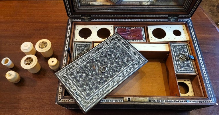 18C Anglo Indian Sadeli Mosaic Sarcophagus Sewing Box For Sale at 1stDibs