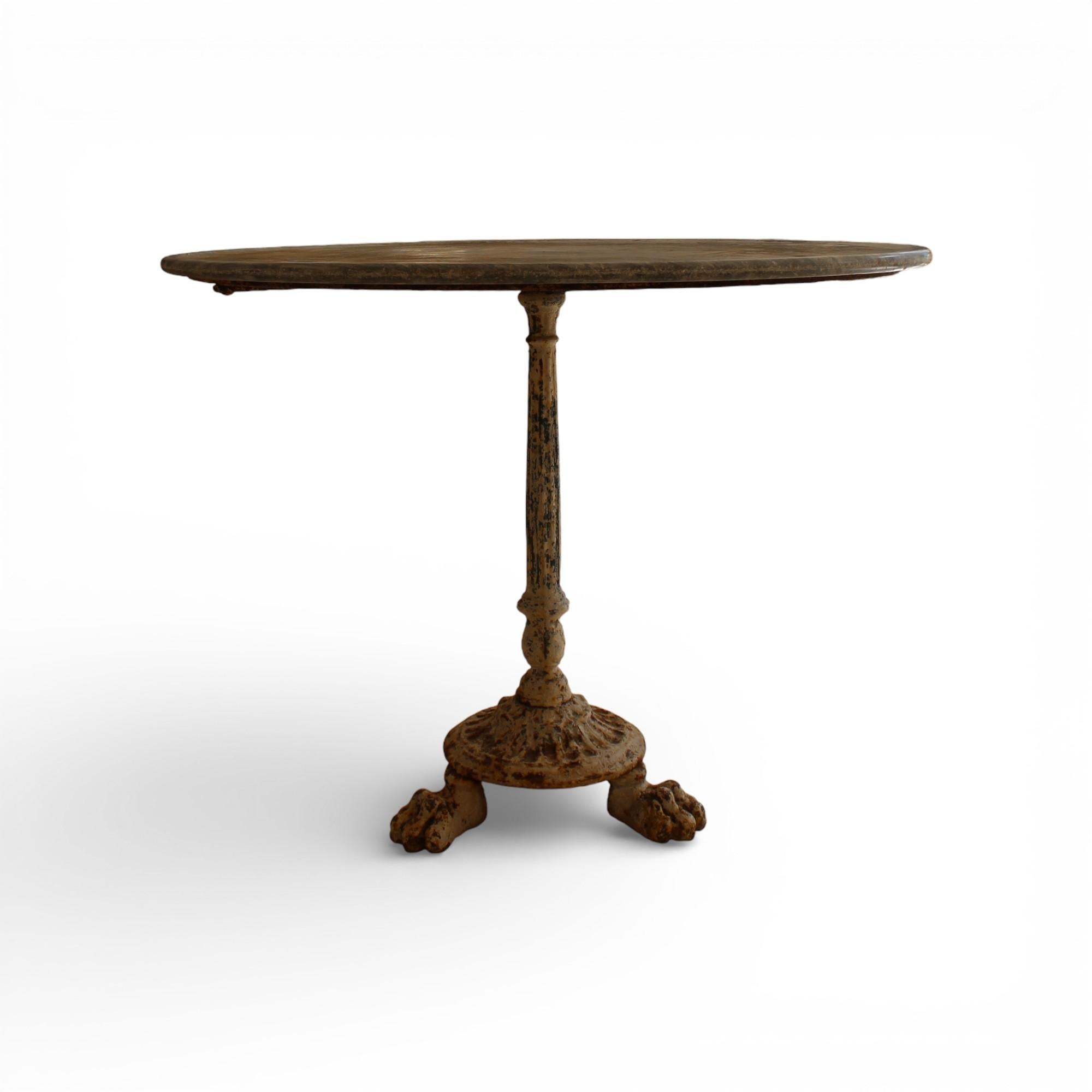 18c French Antique Marble Table - White Iron Base with Marble Top and ...
