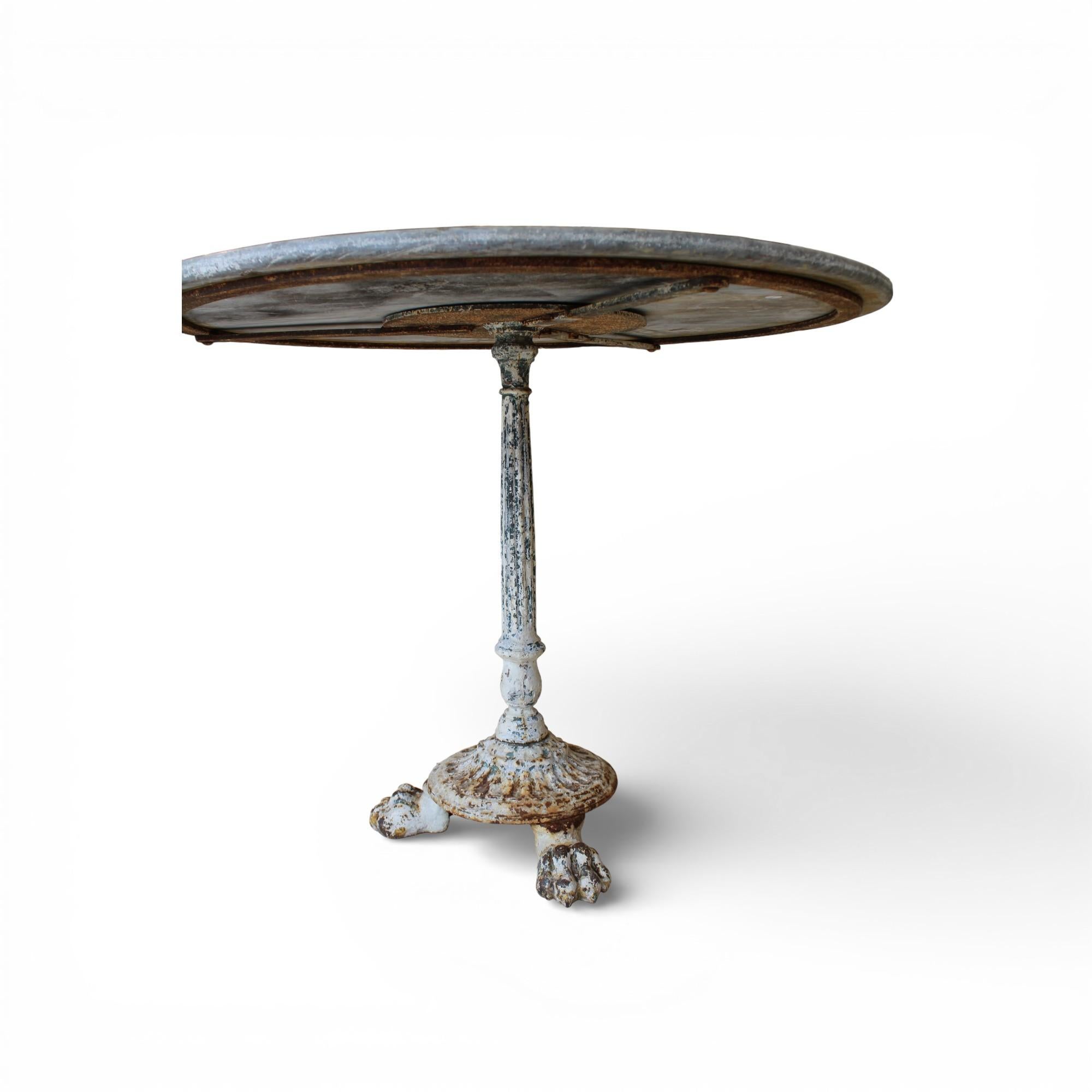 18c French Antique Marble Table - White Iron Base with Marble Top and ...