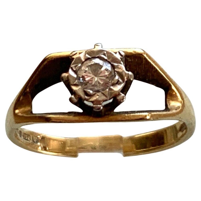 18 Karat 750 Gold 0,10 Karat Diamant-Ring im Angebot bei 1stDibs