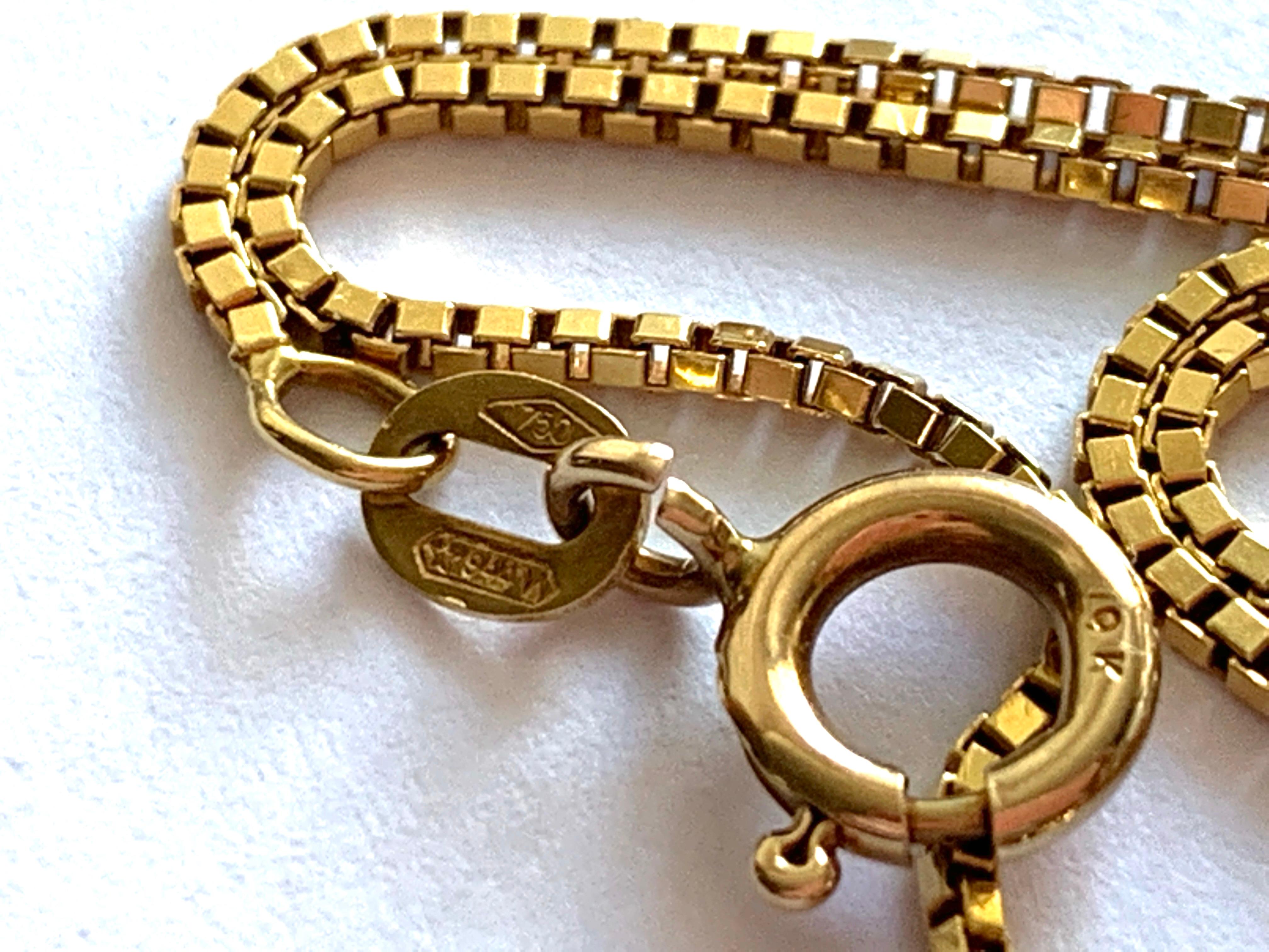 18ct 750 Gold 17" Box Chain For Sale at 1stDibs | gold box chain design ...