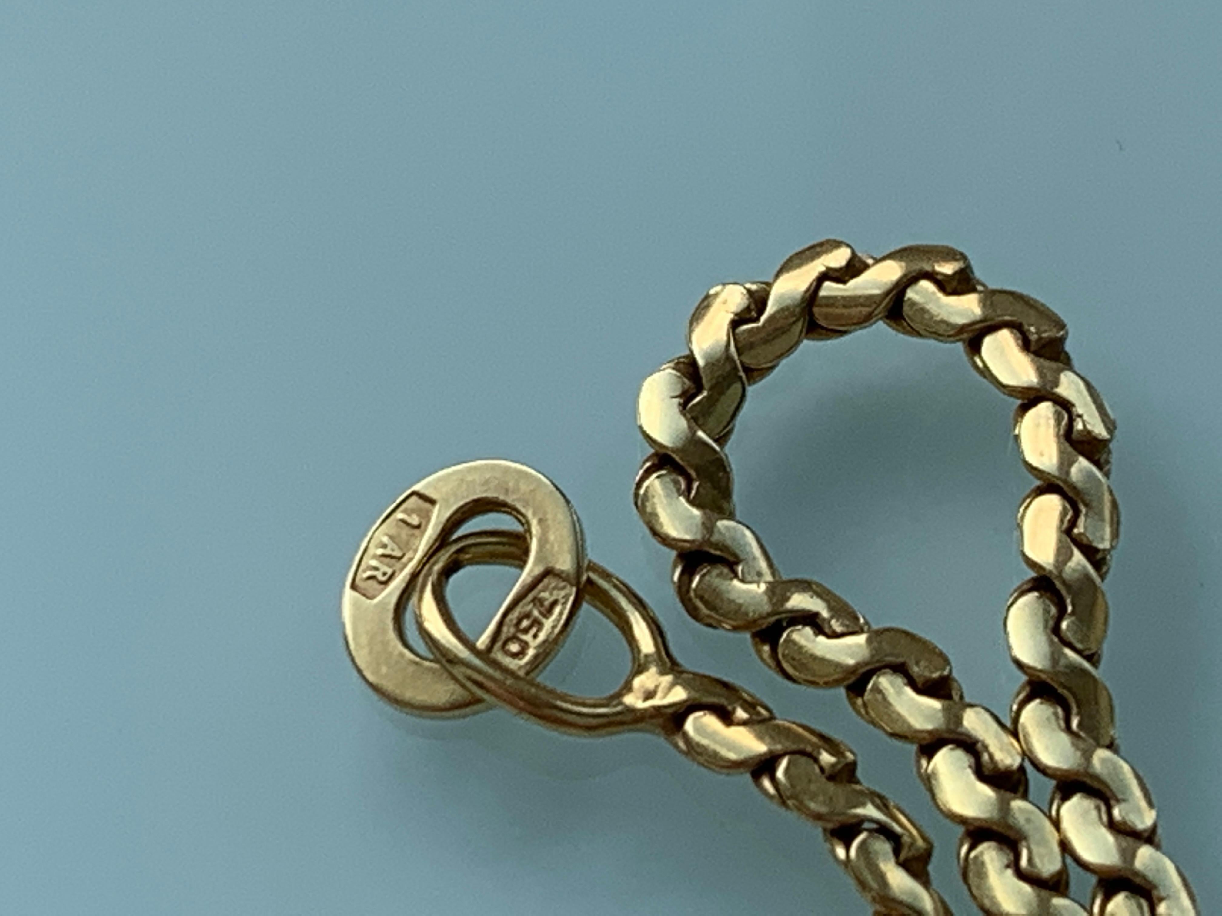 18ct 750 Gold Smooth Serpentine Long Necklace For Sale at 1stDibs