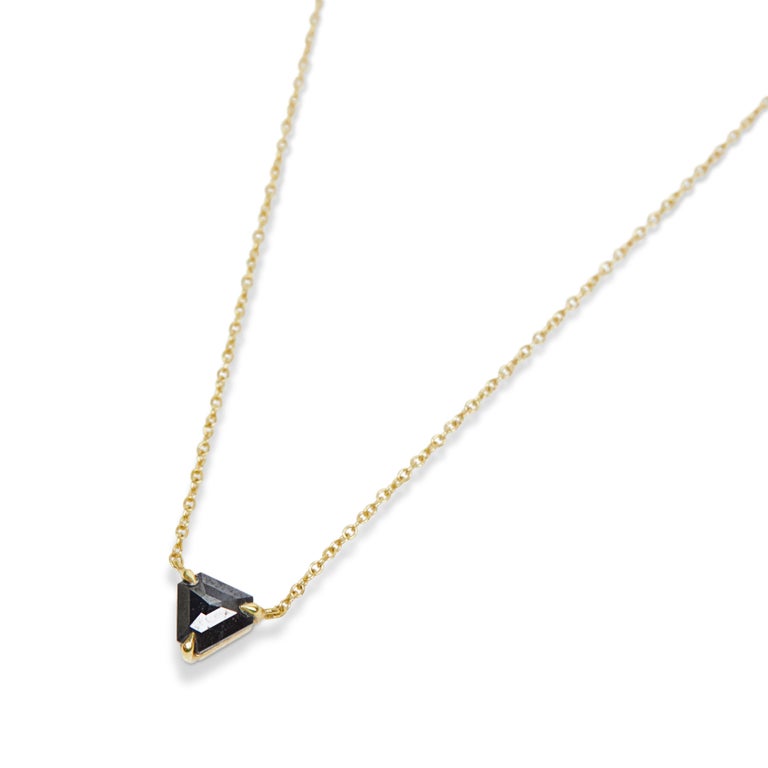 18ct Gold Geometric Triangular Black Diamond Necklace For Sale at 1stDibs