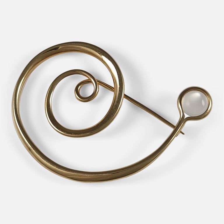 18ct Gold Moonstone Brooch #1427, Torun for Georg Jensen For Sale at ...