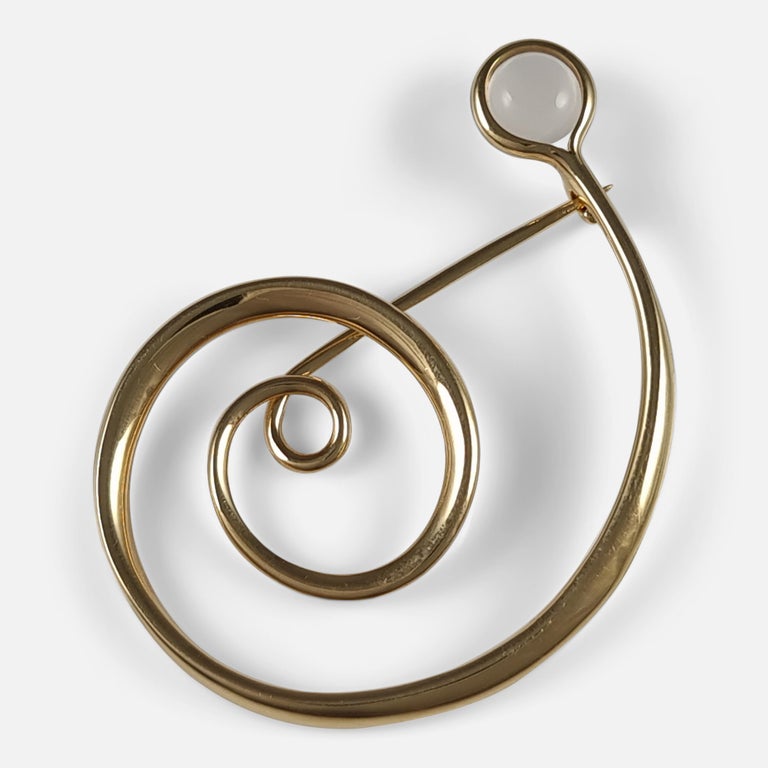 18ct Gold Moonstone Brooch #1427, Torun for Georg Jensen For Sale at ...