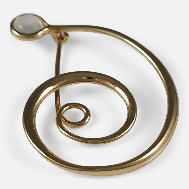 18ct Gold Moonstone Brooch #1427, Torun for Georg Jensen For Sale at ...