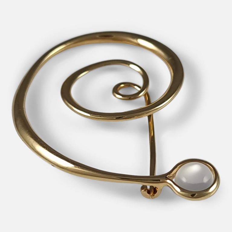 18ct Gold Moonstone Brooch #1427, Torun for Georg Jensen For Sale at ...