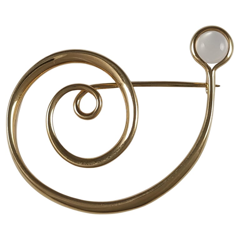 18ct Gold Moonstone Brooch #1427, Torun for Georg Jensen For Sale at ...
