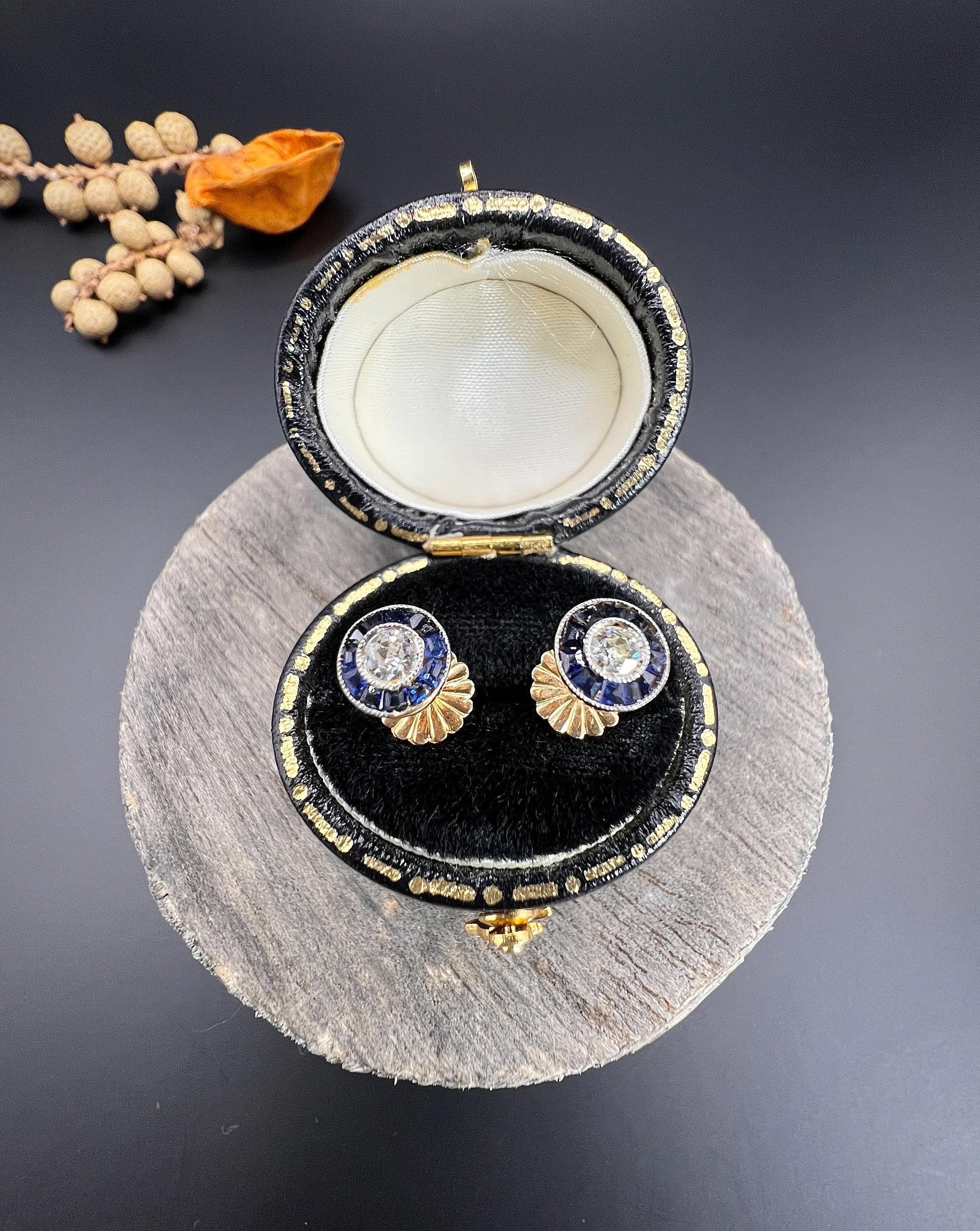 18ct Gold and Platinum 1920s Art Deco Sapphire Diamond Target Screw ...