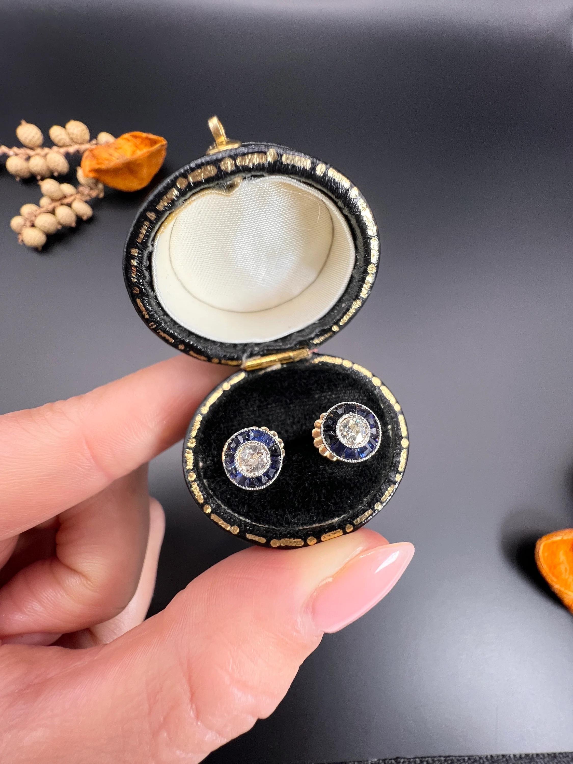 18ct Gold and Platinum 1920s Art Deco Sapphire Diamond Target Screw ...