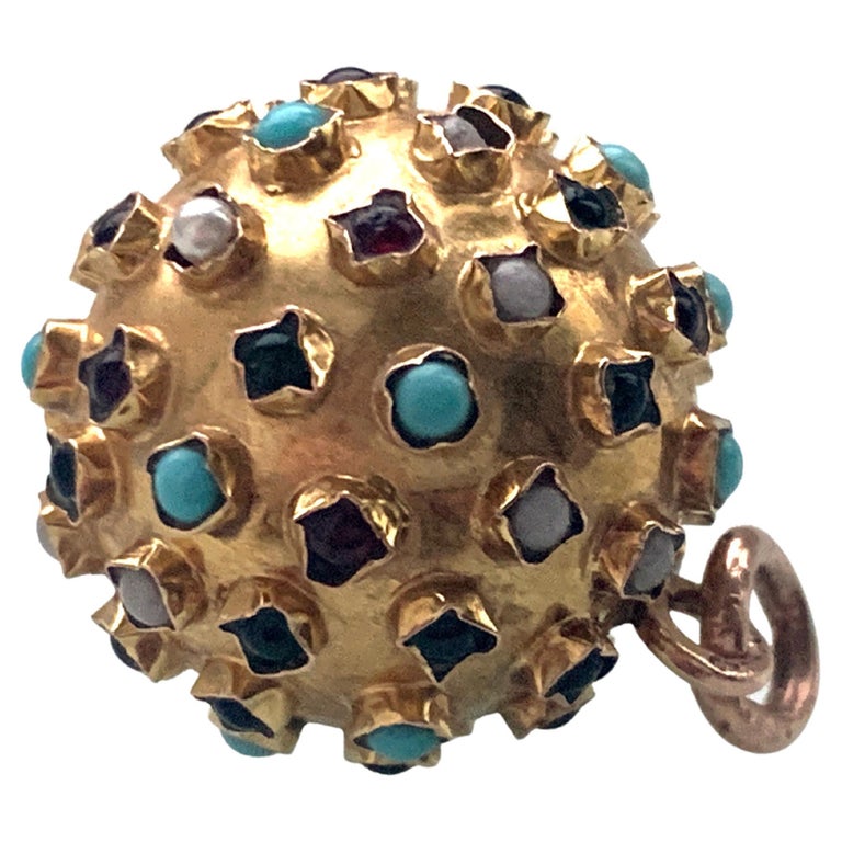 18ct Gold Sputnik Gem set Pendant For Sale at 1stDibs