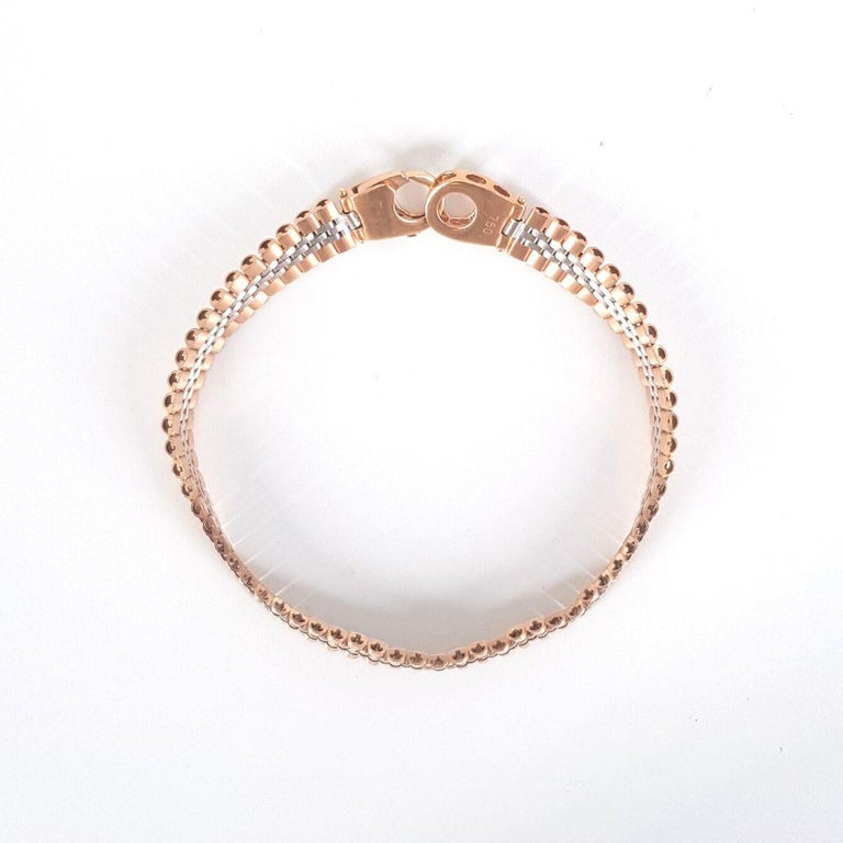 18ct Rose and White Gold Jubilee Style Bracelet For Sale at 1stDibs