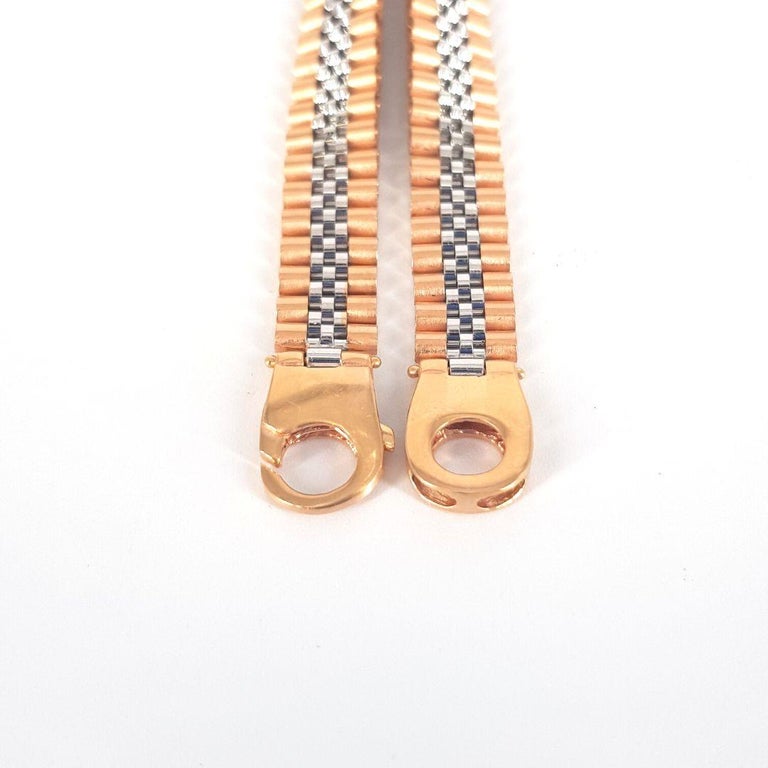 18ct Rose and White Gold Jubilee Style Bracelet For Sale at 1stDibs