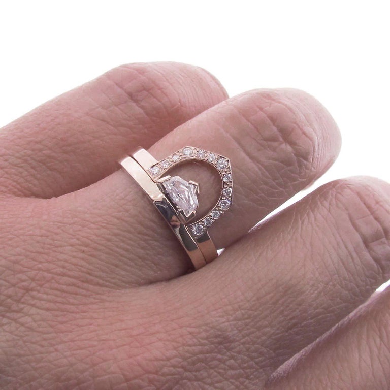 18K Rose Gold natural Diamond Cadillac Engagement Ring Set For Sale at ...