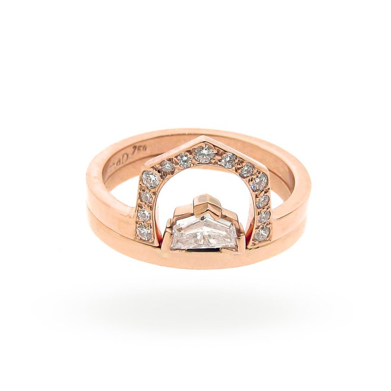 18K Rose Gold natural Diamond Cadillac Engagement Ring Set For Sale at ...