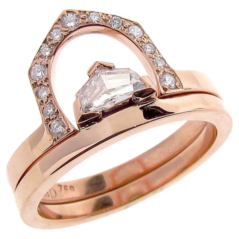 18K Rose Gold natural Diamond Cadillac Engagement Ring Set For Sale at ...