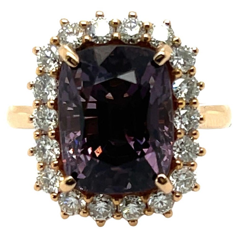 18ct Rose Gold GRS Certified Spinel and Diamond Ring For Sale at 1stDibs