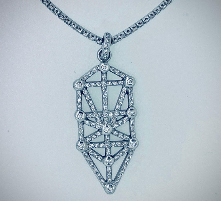 18ct White Gold, 2.2ct Diamond Segmented Pave Set Astrological Pendant ...