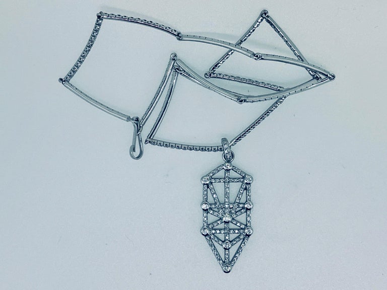18ct White Gold, 2.2ct Diamond Segmented Pave Set Astrological Pendant ...