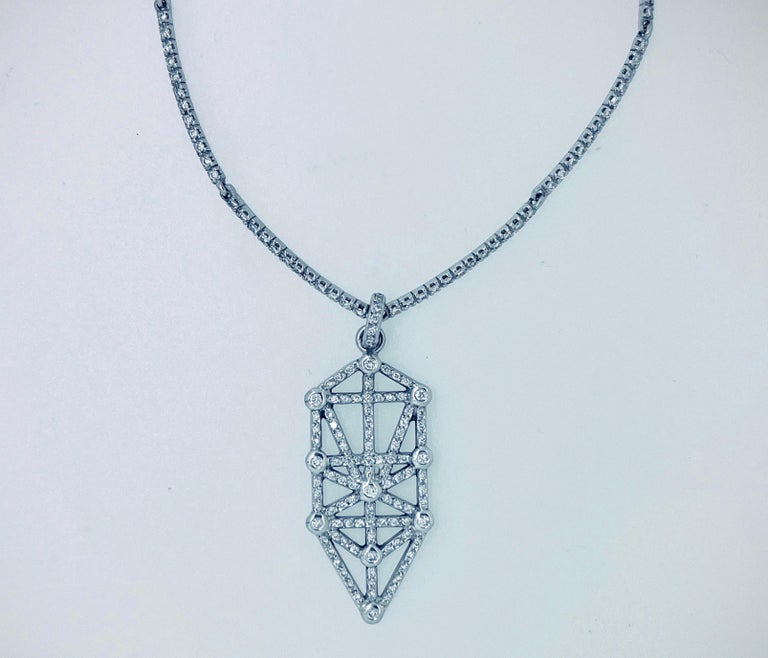 18ct White Gold, 2.2ct Diamond Segmented Pave Set Astrological Pendant ...