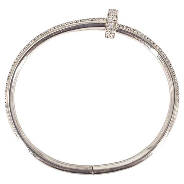 18ct White Gold Diamond Nail Bangle For Sale at 1stDibs