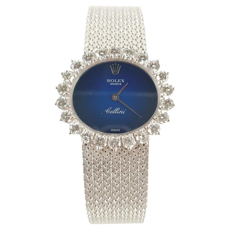18ct White Gold and Diamond Rolex Cellini at 1stDibs