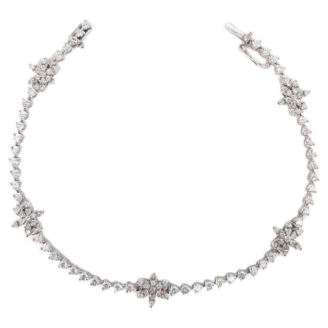 Sapphire and Diamond Cluster Bracelet in 18ct White Gold For Sale at ...