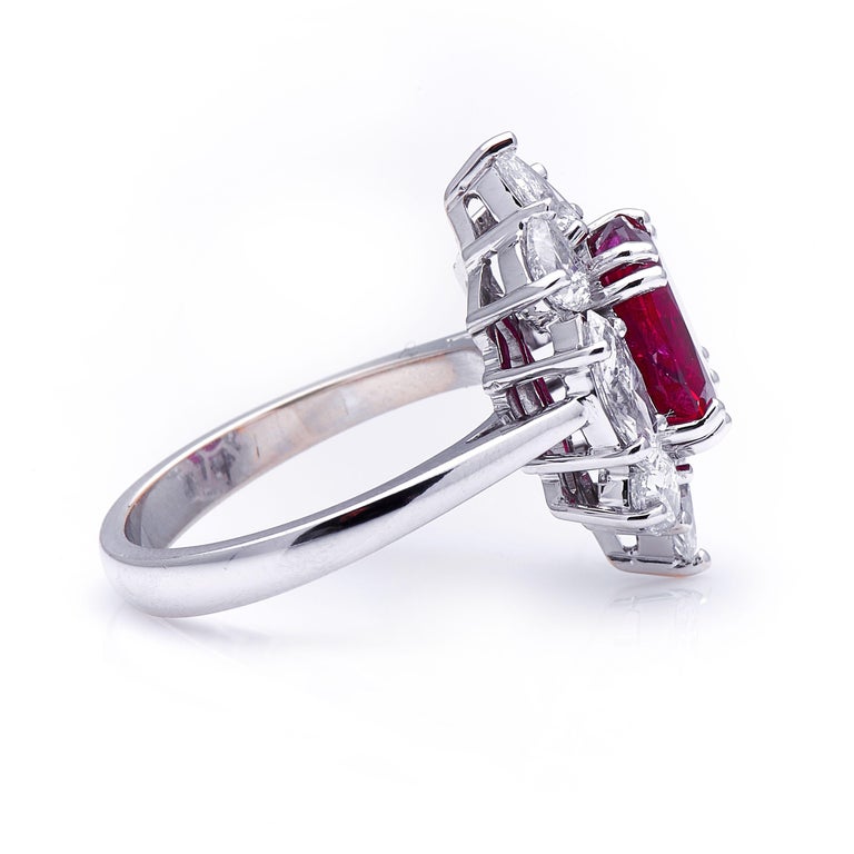 18 Carat White Gold, ‘Pigeon’s Blood’ 4.27 Carat Ruby and Diamond ...