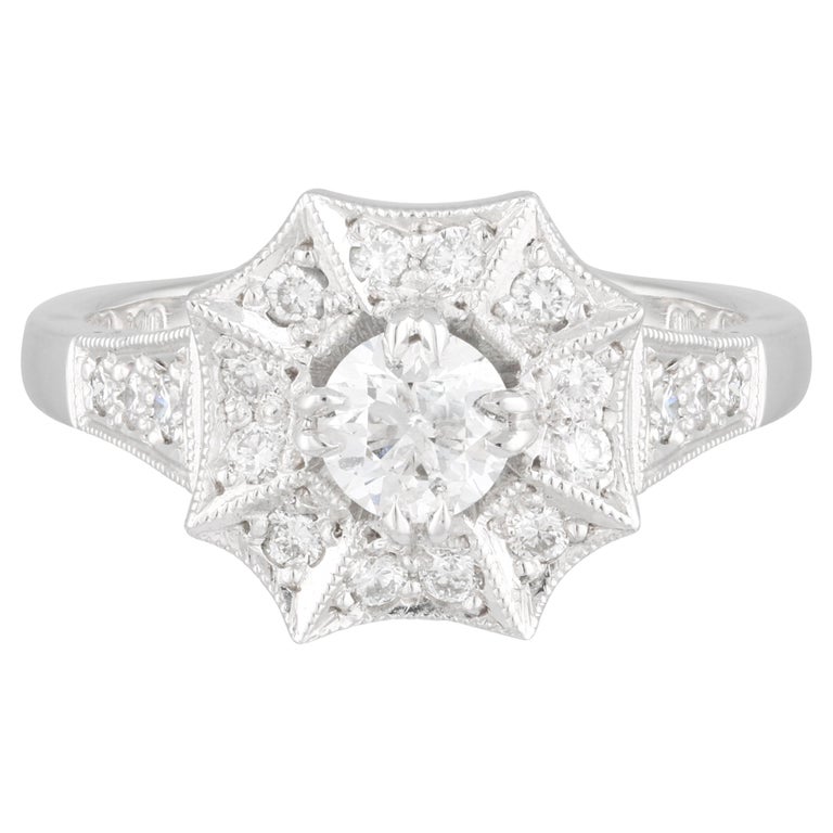 18ct White Gold 'Spider Web' .69ct Diamond Engagement Ring, Hand ...