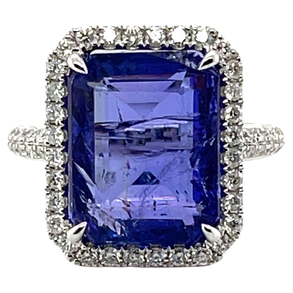 Customizable 18ct White Gold Art Deco Style Tanzanite and Diamond Ring ...