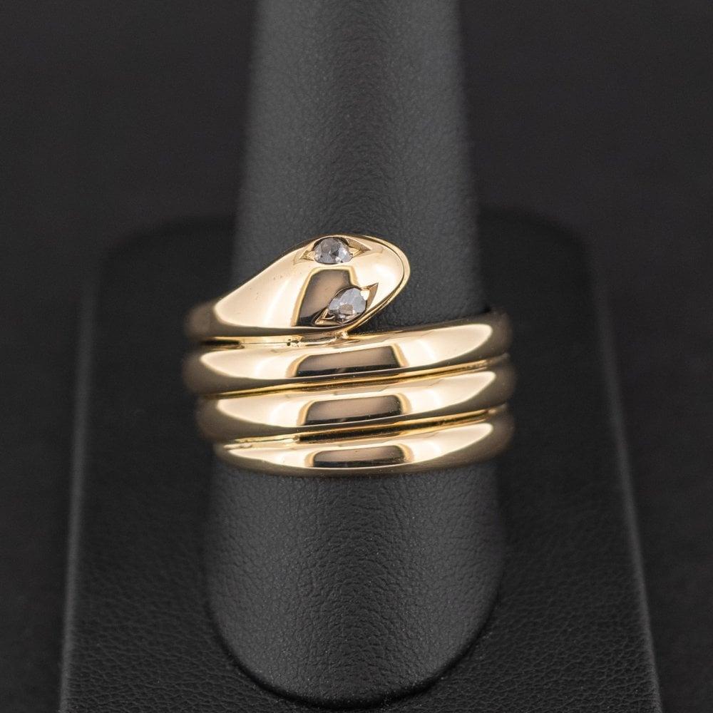 Antique Victorian Four Coil Snake Ring with Diamonds For Sale at ...