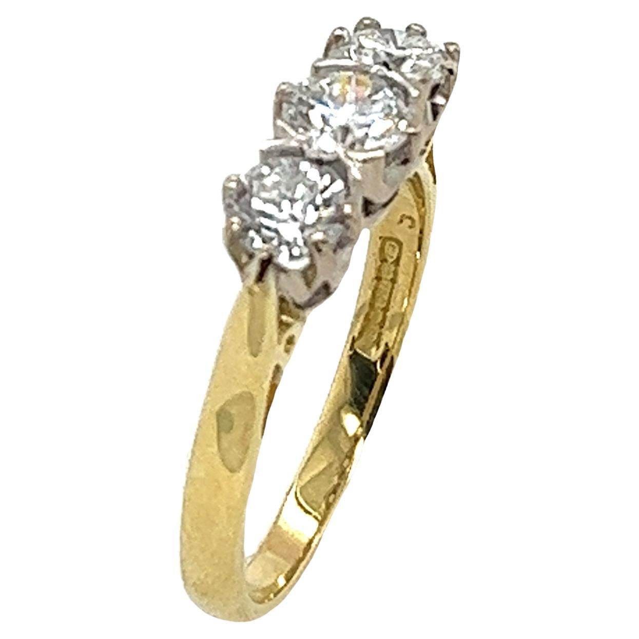 Bezel Set Diamond Three Stone 18ct Gold Ring For Sale at 1stDibs ...