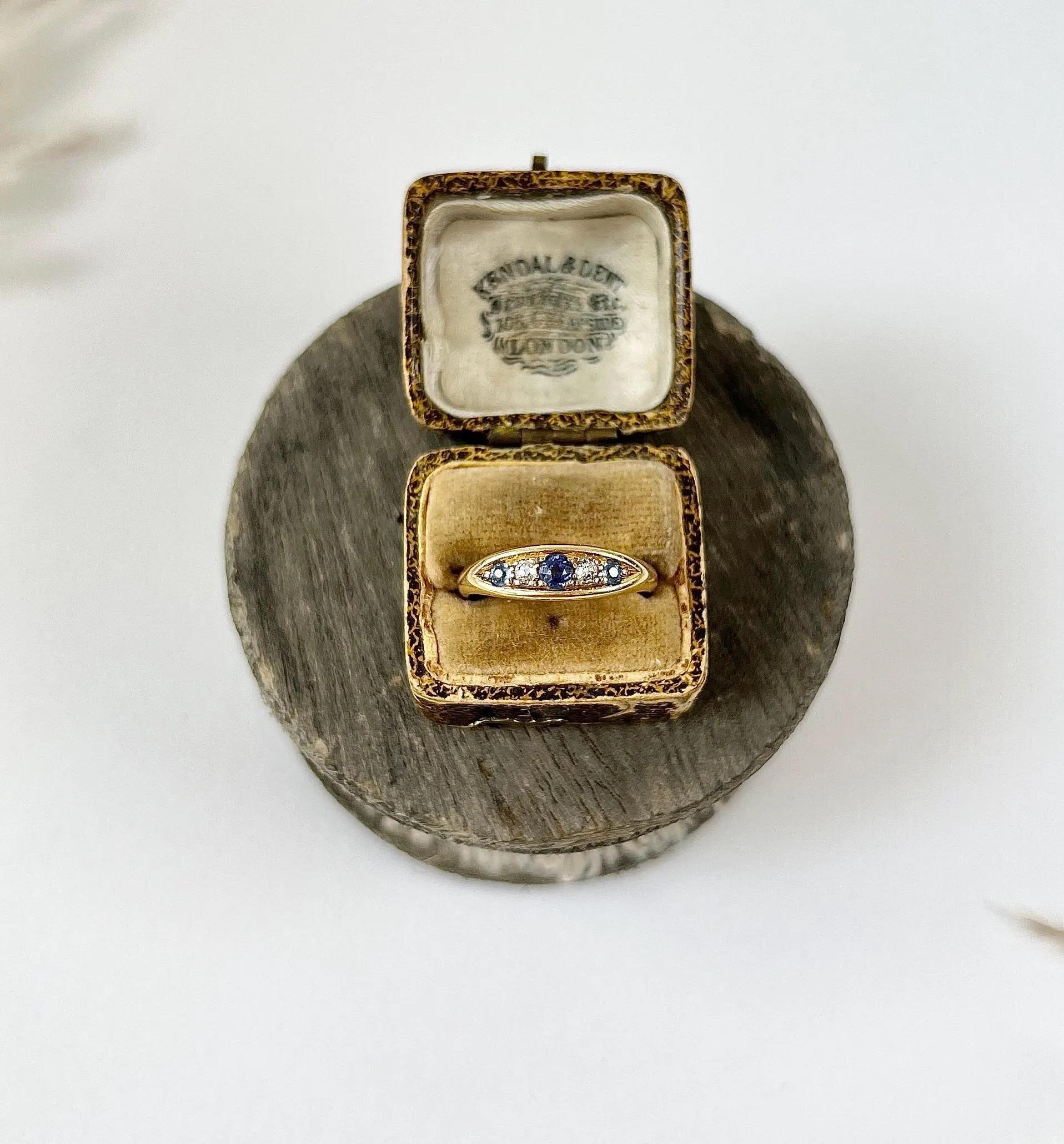 18ct Yellow Gold, Chester Hallmarked 1916, Sapphire and Diamond Five ...
