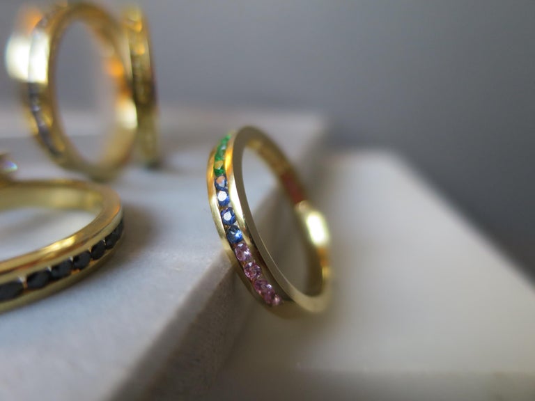 18ct Yellow Gold, Colored Sapphire and Emerald 'Rainbow' Eternity Ring ...