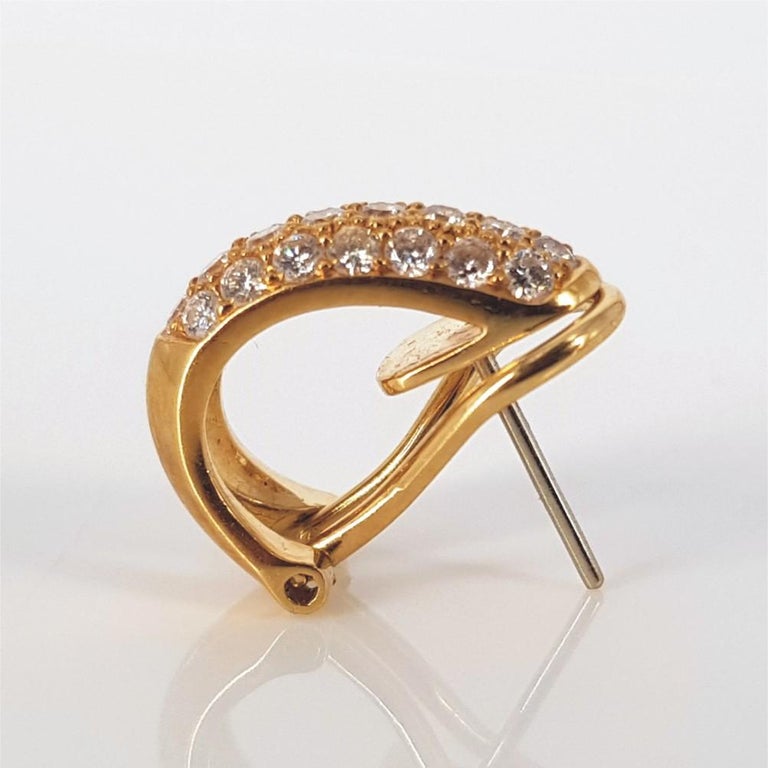 18ct Yellow Gold Diamond Half Hoops For Sale at 1stDibs