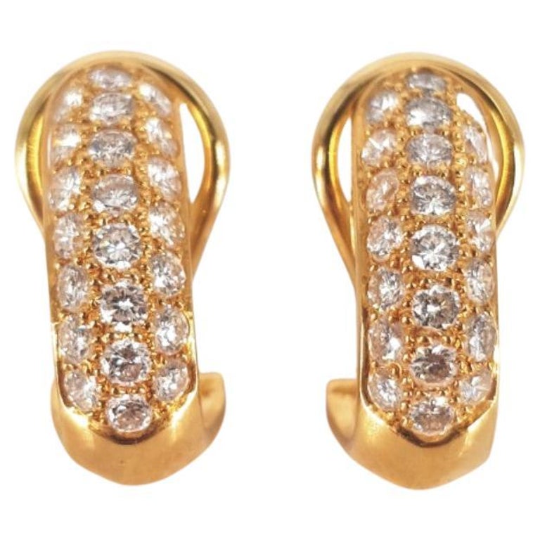 18ct Yellow Gold Diamond Half Hoops at 1stDibs