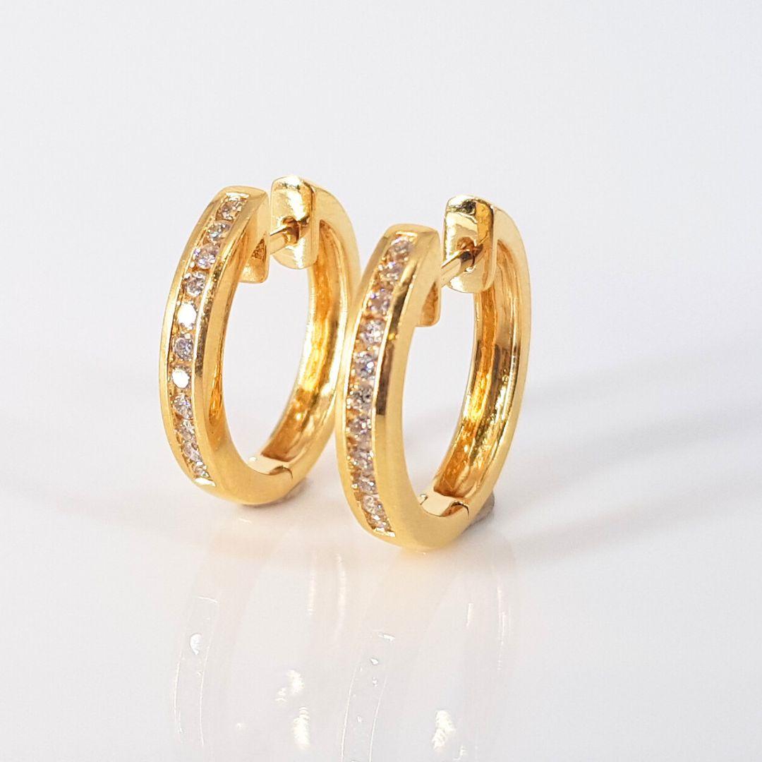 18ct Yellow Gold Diamond hoops For Sale at 1stDibs