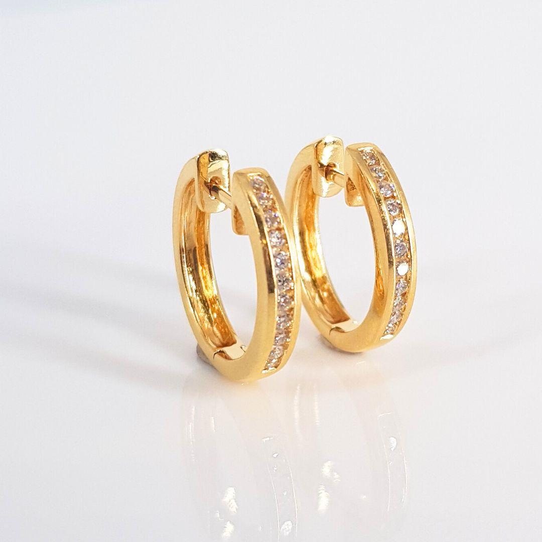 18ct Yellow Gold Diamond hoops For Sale at 1stDibs