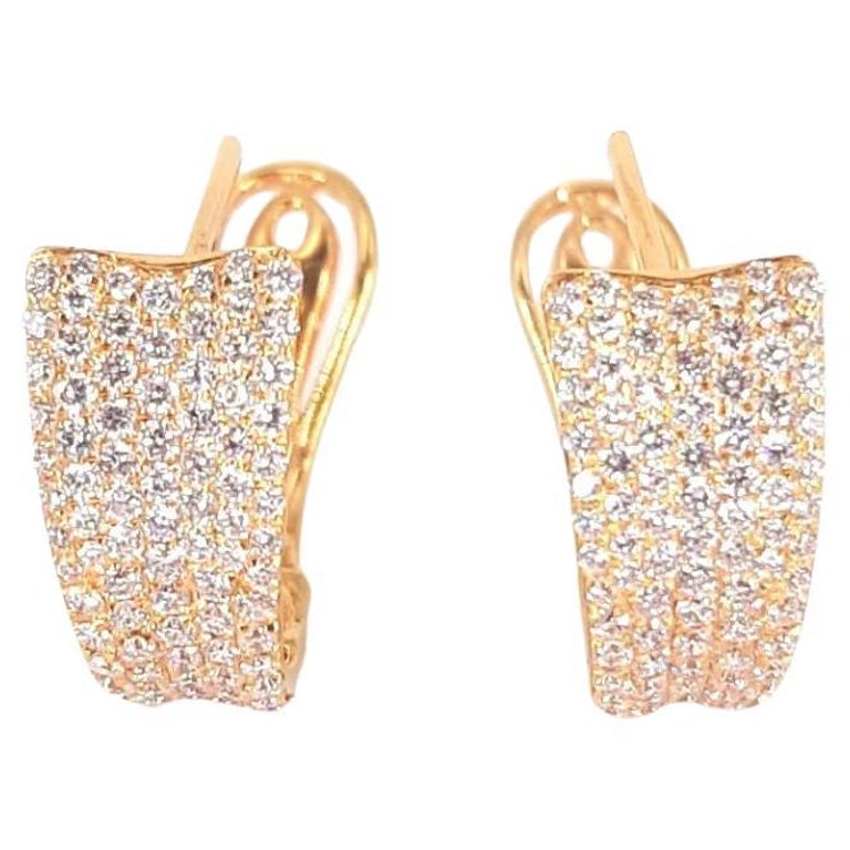 18ct Yellow Gold Diamonds Hoops For Sale at 1stDibs