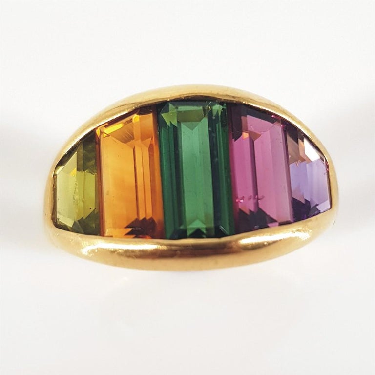 18ct Yellow Gold Multi Coloured Ring For Sale at 1stDibs