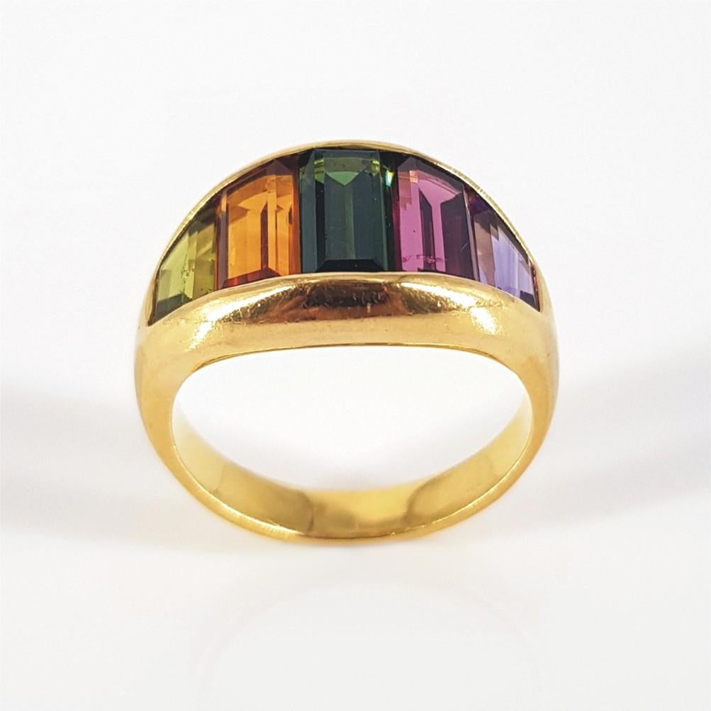 18ct Yellow Gold Multi Coloured Ring For Sale at 1stDibs