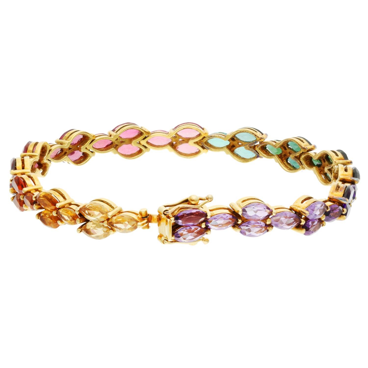 18ct Yellow Gold Multi Gemstone Bracelet For Sale at 1stDibs