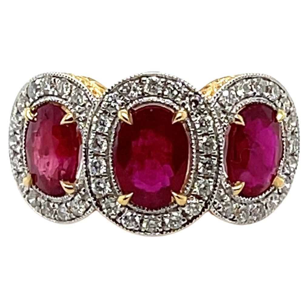 2.52 Oval Shaped Ruby and Diamond Ring For Sale at 1stDibs