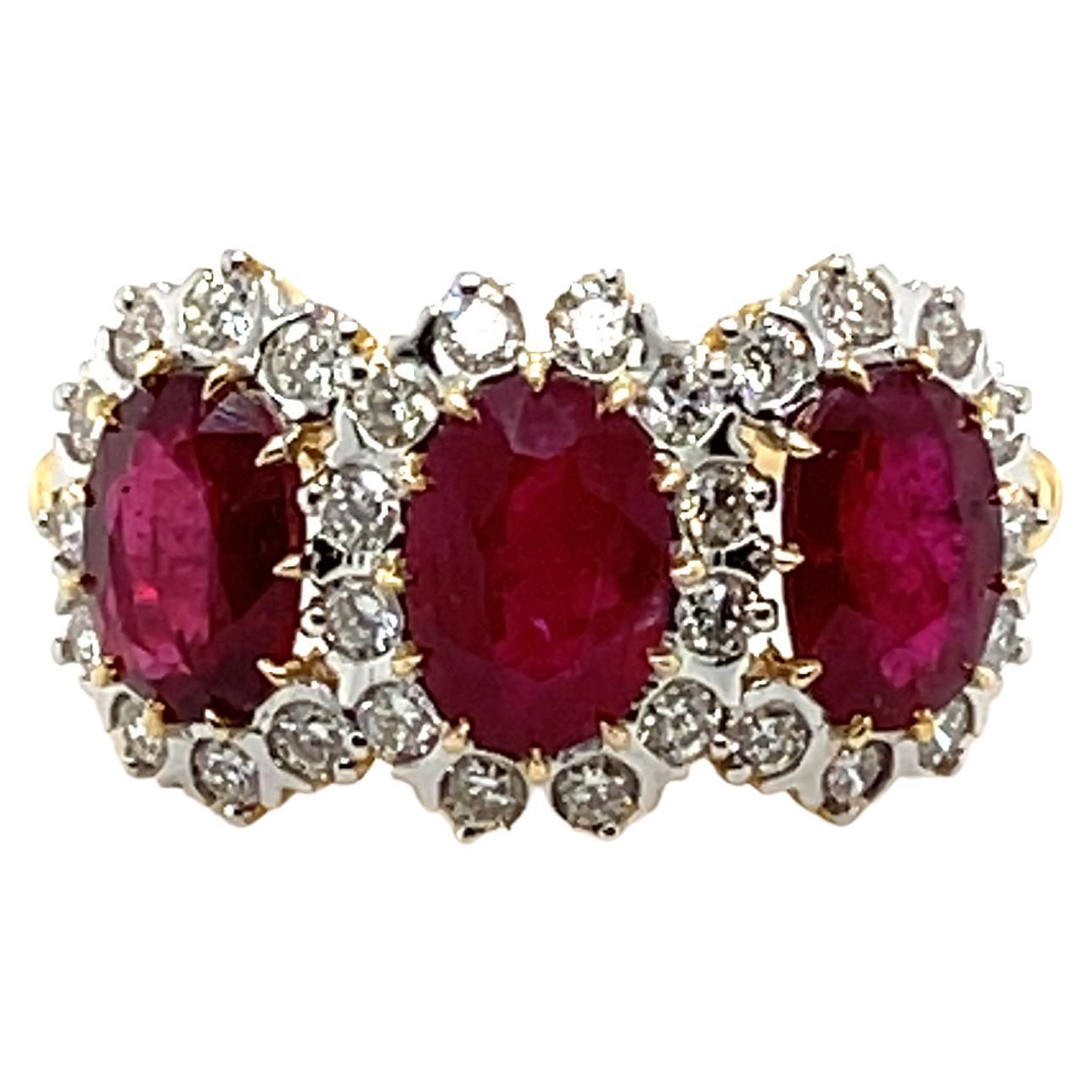 2.52 Oval Shaped Ruby and Diamond Ring For Sale at 1stDibs